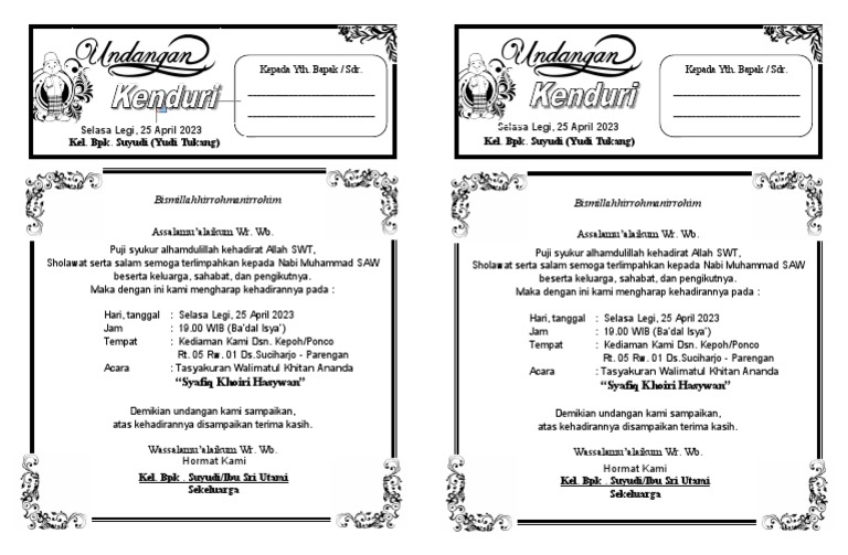 Undangan Kenduri Khitan | PDF