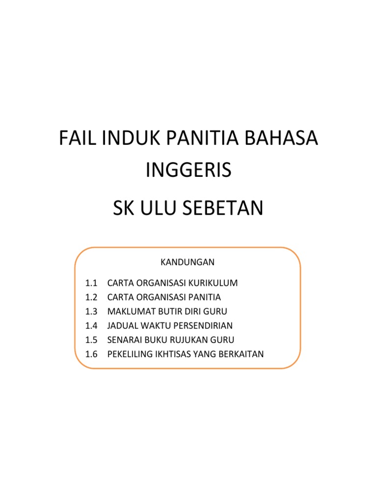 Fail Induk Panitia Bahasa Inggeris | PDF