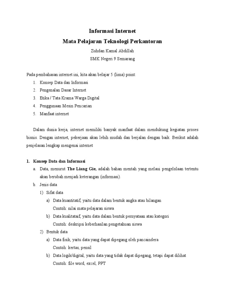 Informasi Internet Teknologi Perkantoran | PDF