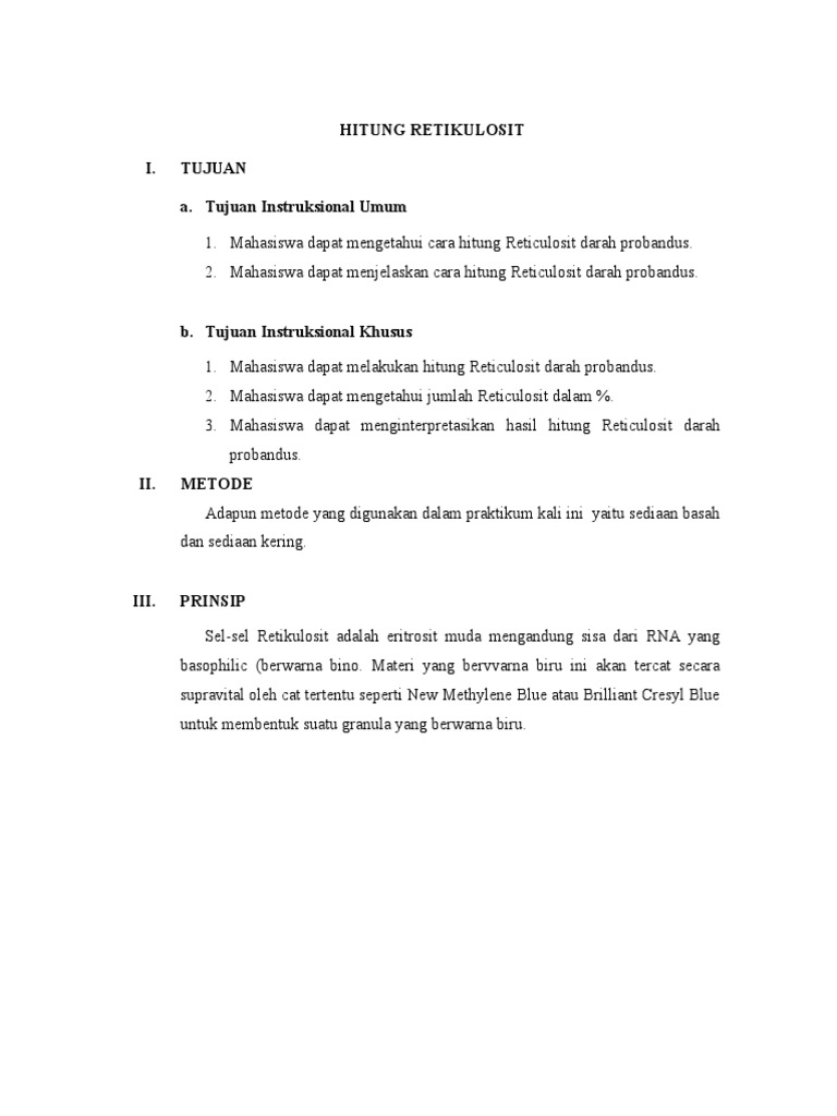 Hitung Retikulosit | PDF