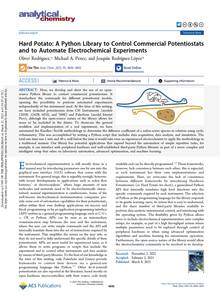 Hard Potato A Python Library To Control Commercial Potentiostats and To ...