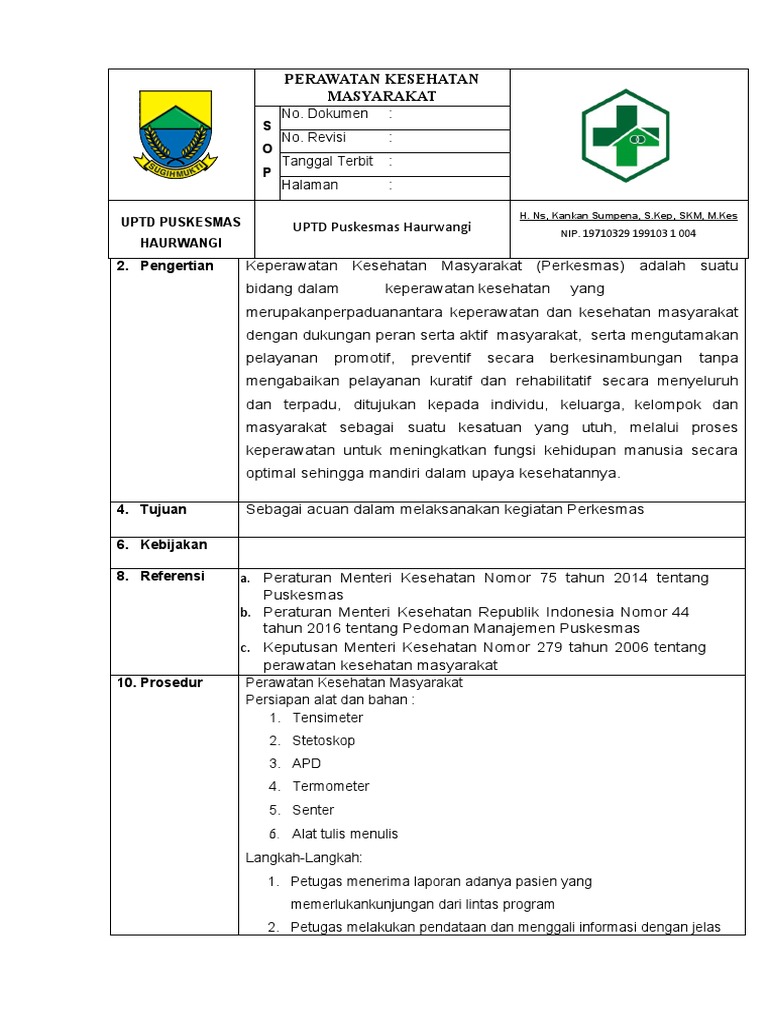 SOP Perkesmas Puskesmas Haurwangi | PDF