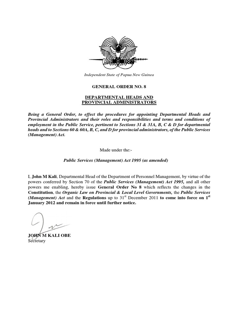 General Order No. 8: Roles & Procedures | PDF | Salary | Employment