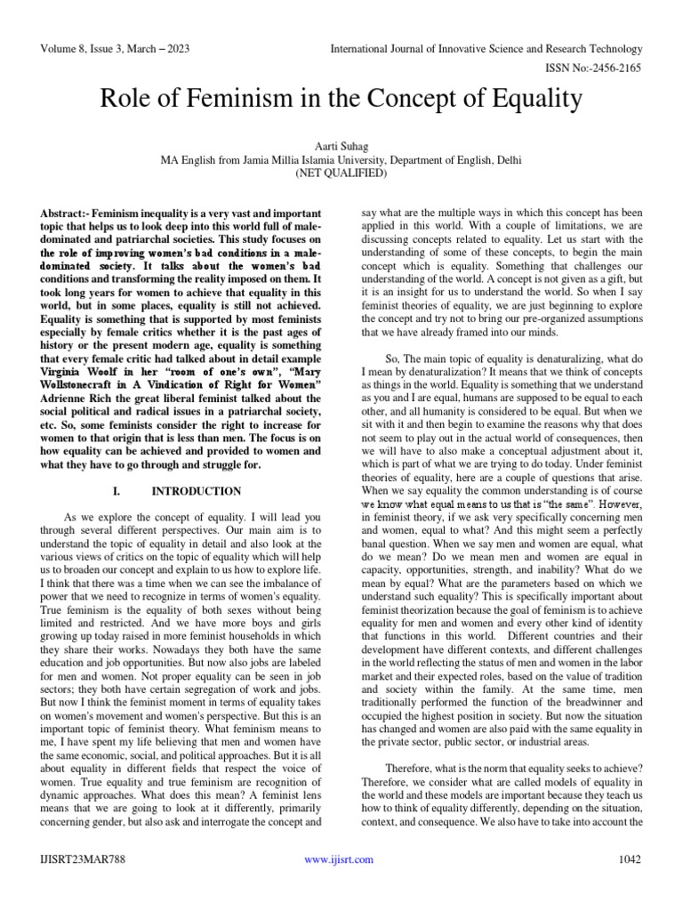 Role of Feminism in The Concept of Equality | Download Free PDF ...