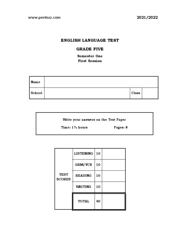 2021grade5 Sem1 Final Exam | PDF | Cognition | Cognitive Science