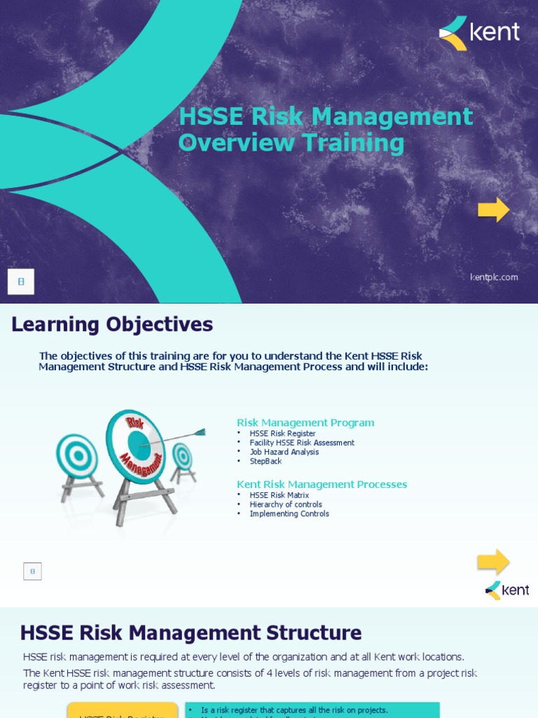 HSSE Risk Management Overview Training | PDF | Hazards | Risk