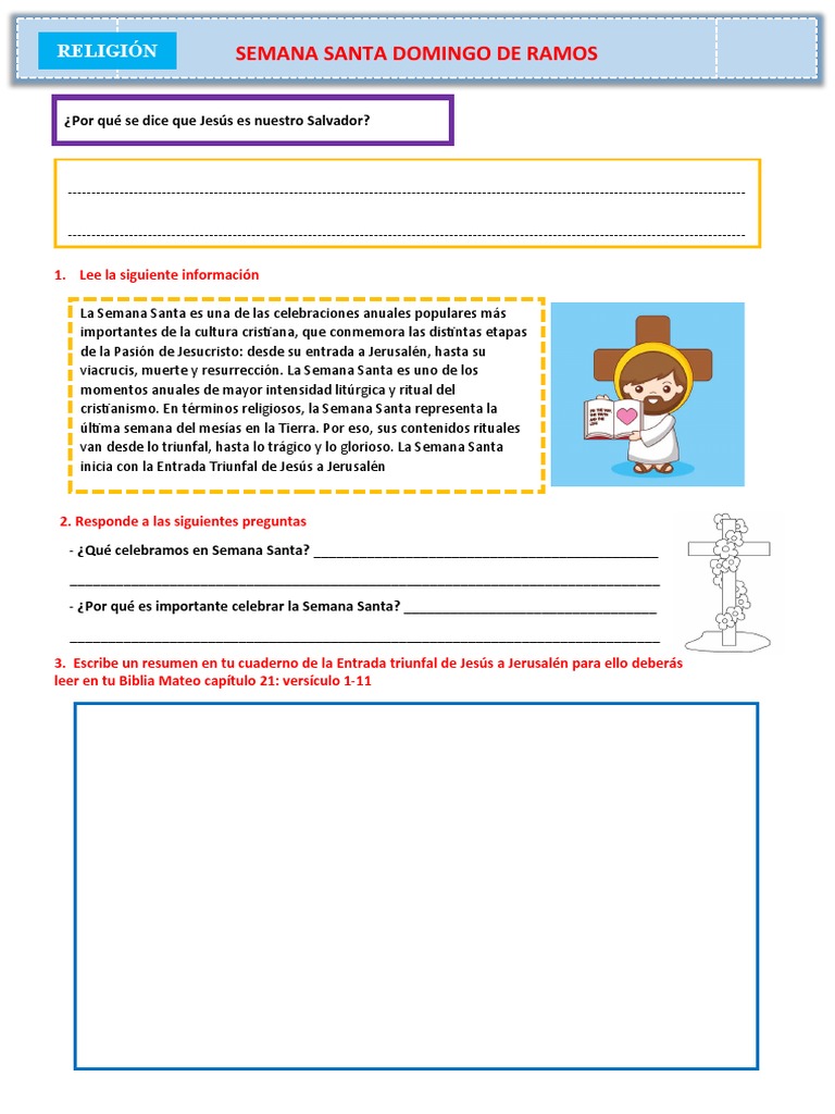 D2 A2 Ficha Rel. Semana Santa Domingo de Ramos | PDF | Jesús