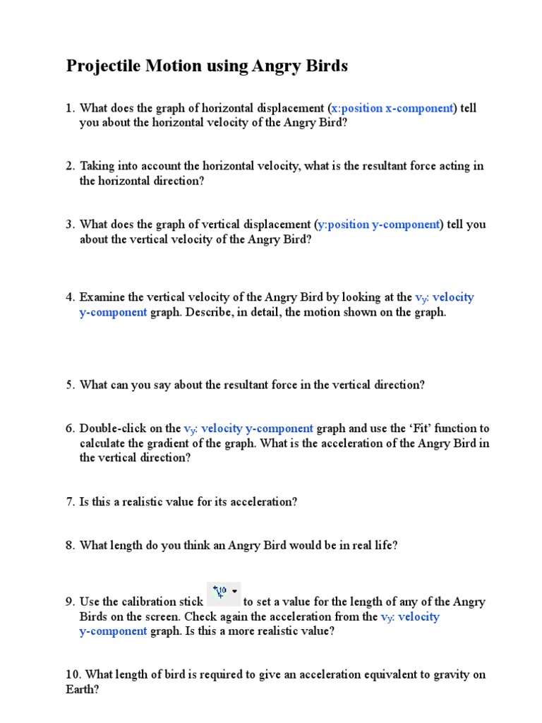 Projectile Motion Using Angry Birds | PDF