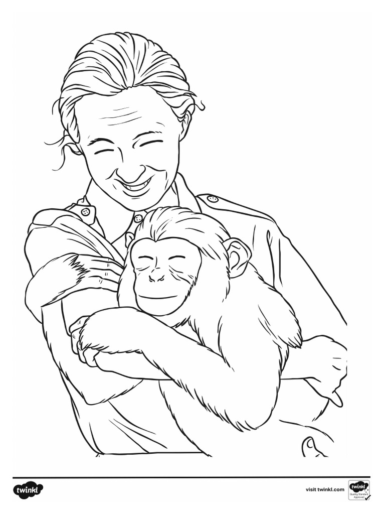T TP 2669195 Jane Goodall and Chimpanzee Colouring Sheet - Ver - 1 | PDF