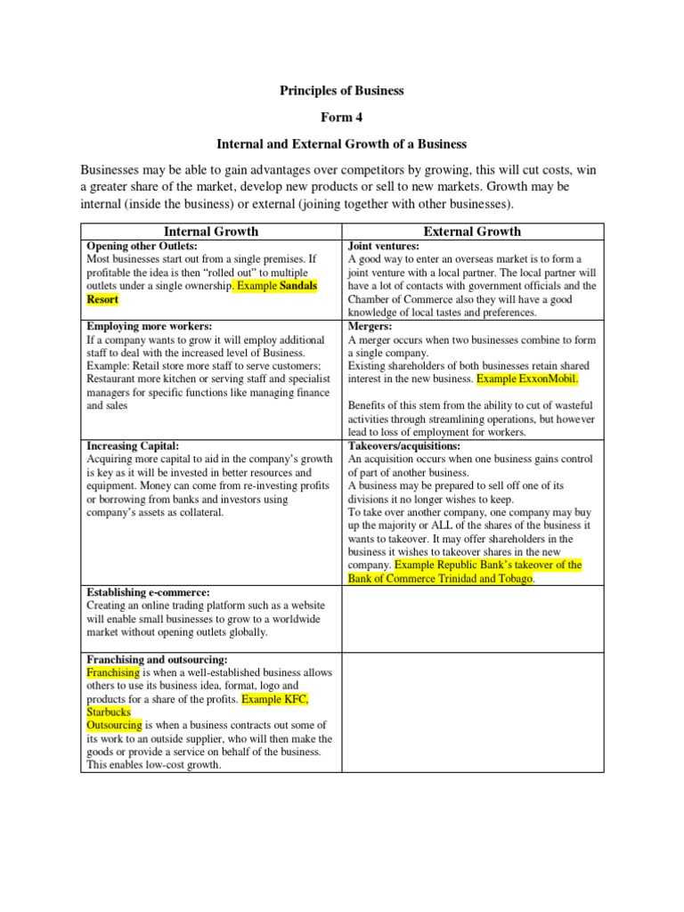 Form 4 POB Growth and Linkage Industry | PDF | Business | Mergers And ...