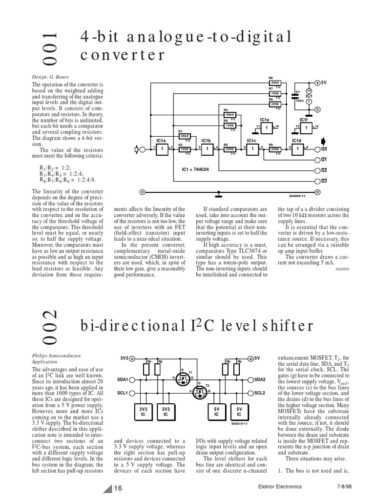 4-Bit ADC and I2C Level Shifter Guide | PDF | Field Effect Transistor ...