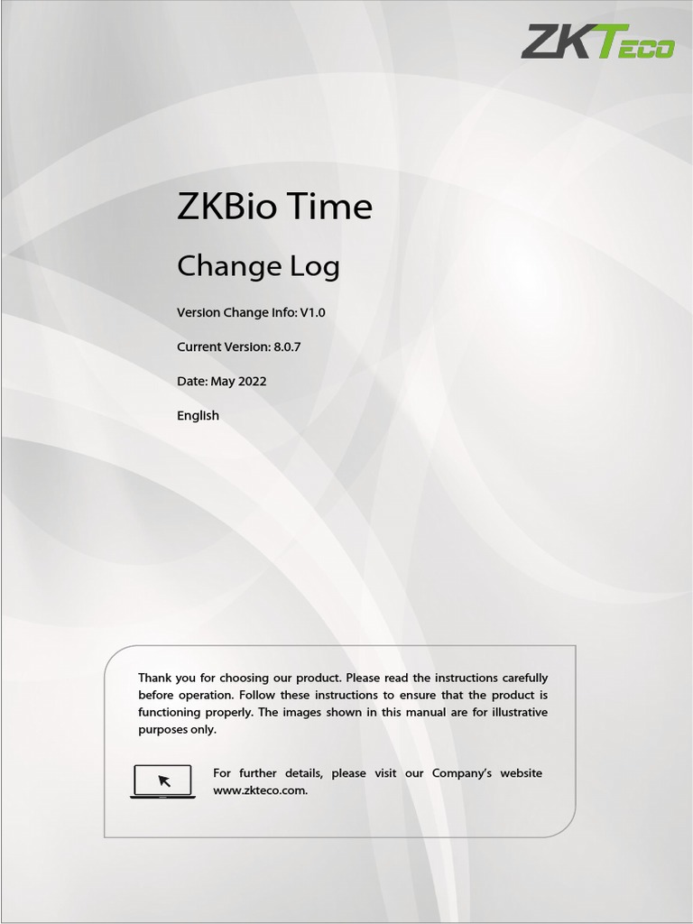 ZKBio-Time-8 0 6-8 0 7-Changelog PDF | PDF | Password | Login