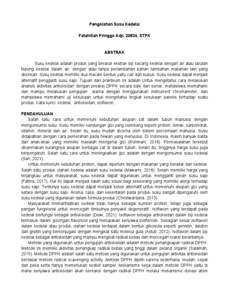 Acara 4 Pengolahan Susu Kedelai | PDF