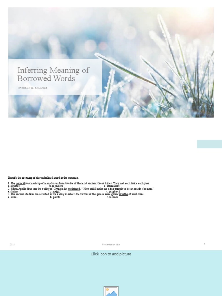 Inferring Meaning of Borrowed Words Q3 W3 D1 | PDF