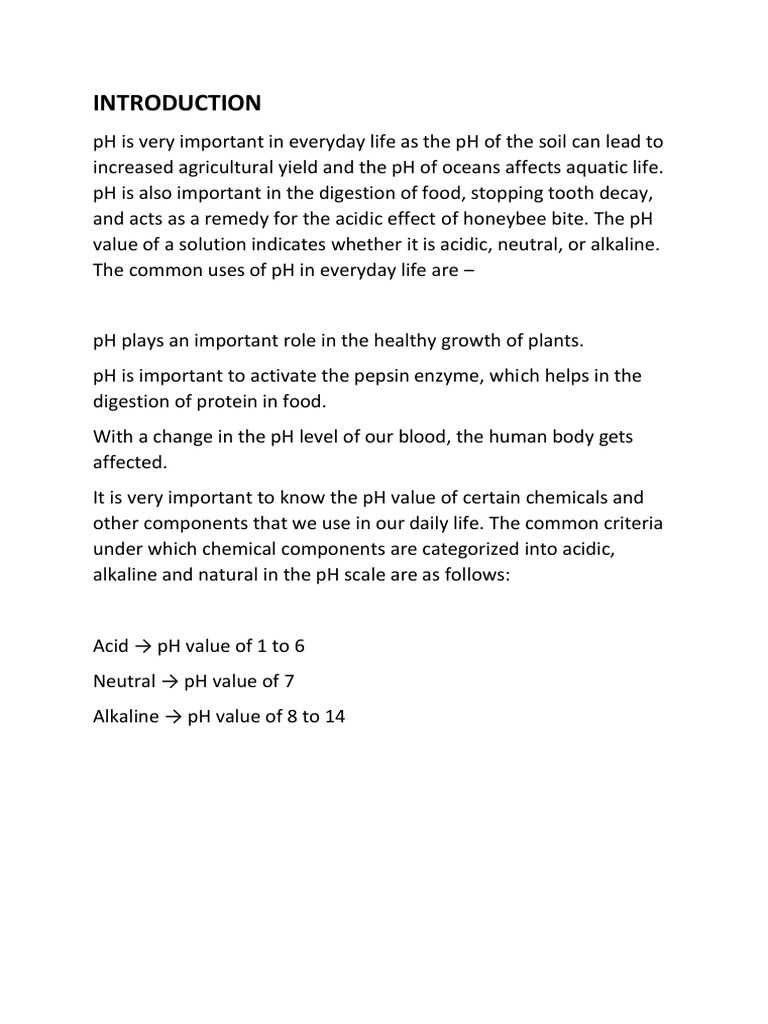 Chemistry Project Class 11 1 Pdf Ph Acid