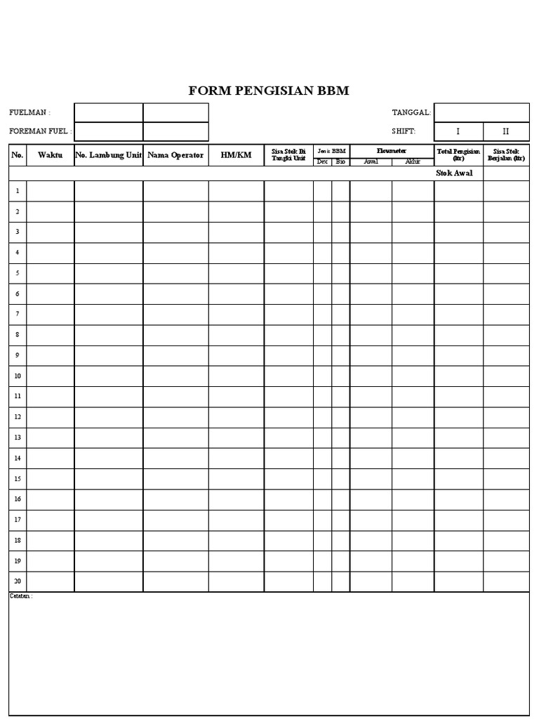 Form Pengisian BBM | PDF