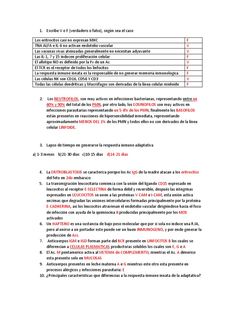 Examen Inmuno PDF | PDF | Sistema inmune | Linfocitos