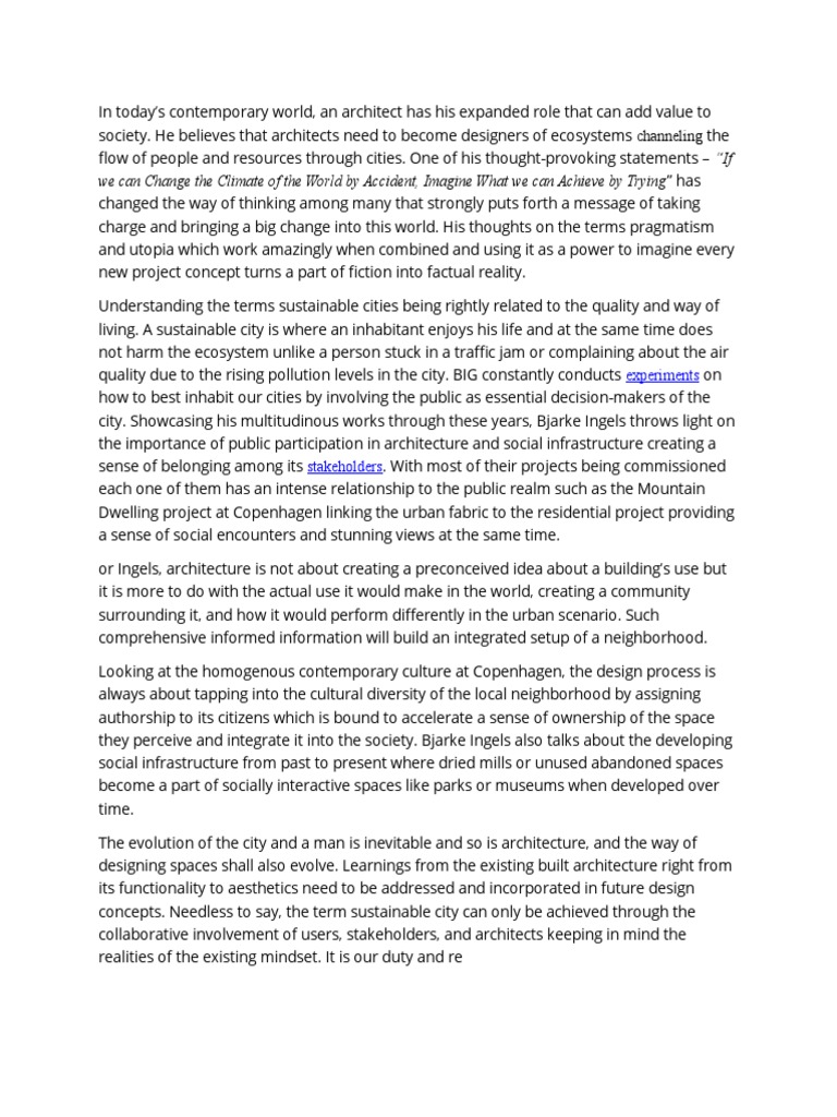 Bjarke Ingels | PDF | Sustainable City