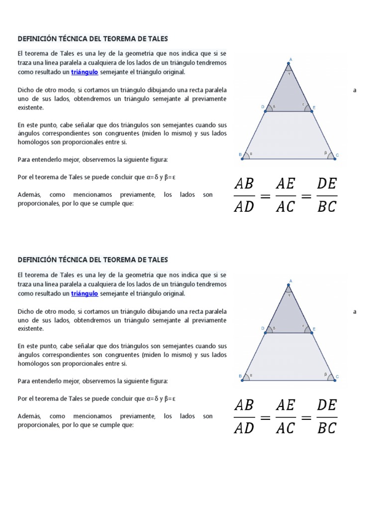 Teorema de Tales: Triángulos Semejantes | PDF | Ciencia y matemáticas