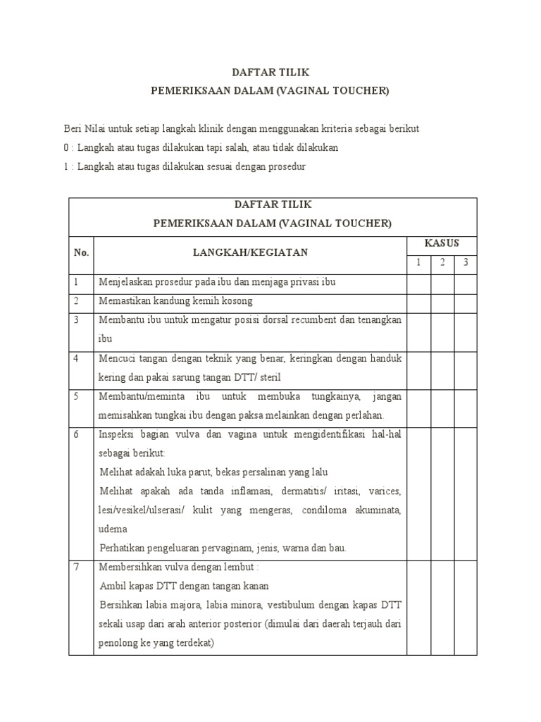 Prosedur Pemeriksaan Dalam VT Persalinan | PDF | Kesehatan Holistik