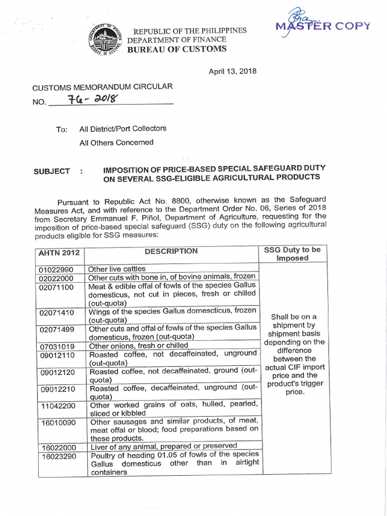 Safeguard Duty CMC 76-18 | PDF