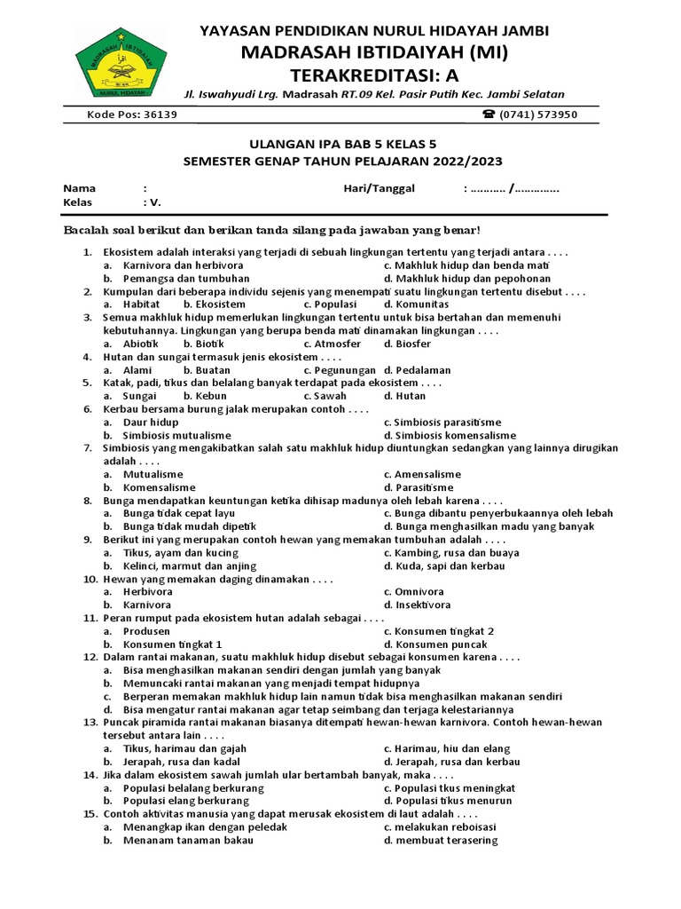Soal Ulangan IPA Semester Genap | PDF
