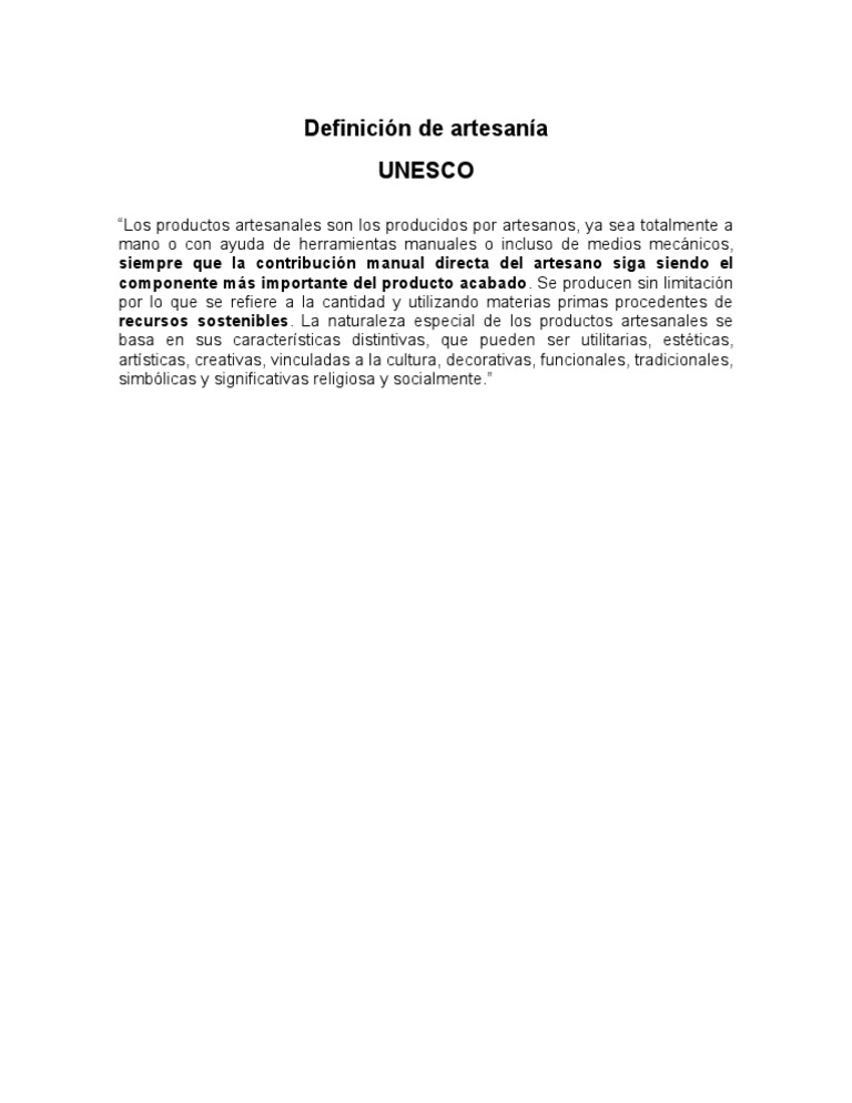 Definición de Artesanía según UNESCO | PDF | Artes (general)