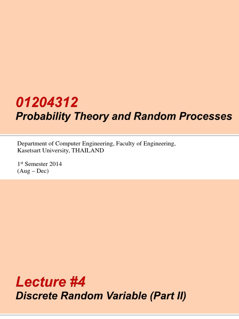 Lect04 2014 Discrete Rand Var Partii | PDF | Decibel | Mean