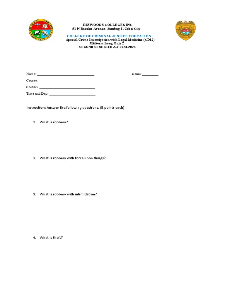 Midterm Long Quiz 2 CDI 2 | PDF