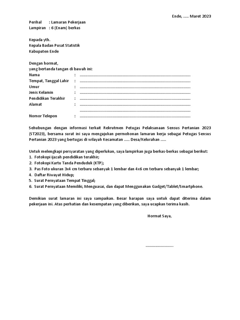 Contoh Surat Lamaran | PDF