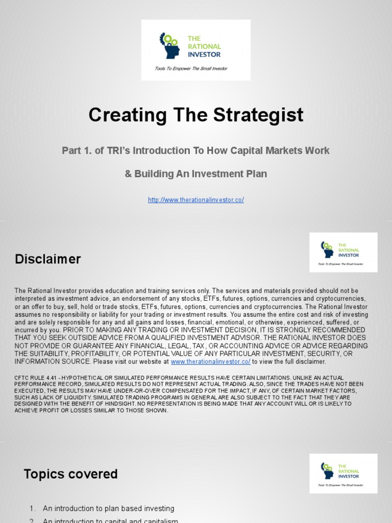 Creating The Strategist: Part 1. of TRI's Introduction To How Capital ...