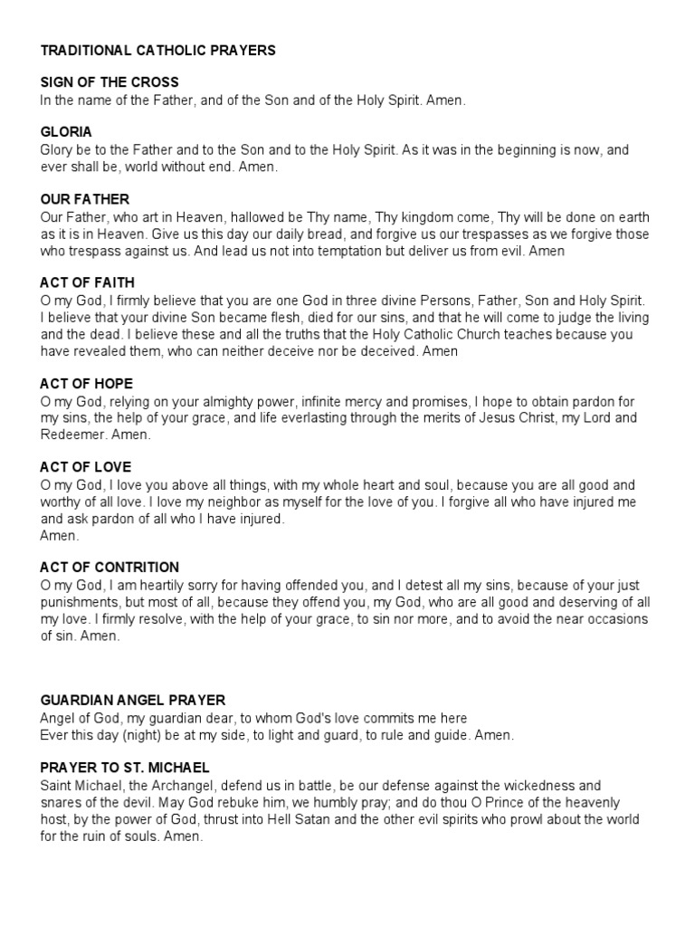 Traditional Catholic Prayers Collection | PDF | Lord's Prayer | God The ...