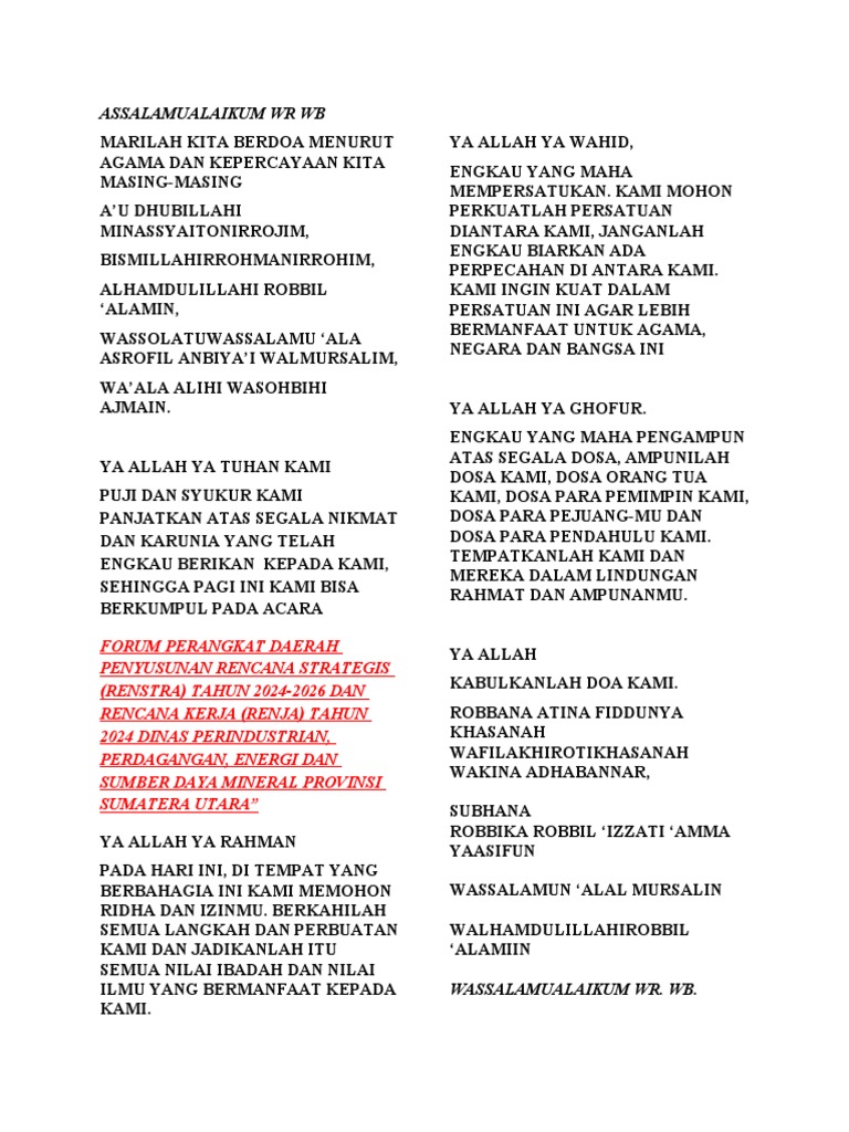 TEKS DOA FORUM PD DPPESDM 2023 | PDF