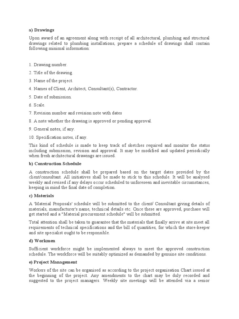 Plumbing Installation Method Statement | PDF | Plumbing | Pipe (Fluid ...