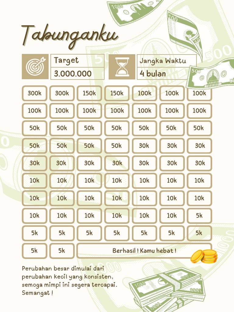 Hijau Tabungan Target Bulanan Keren | PDF