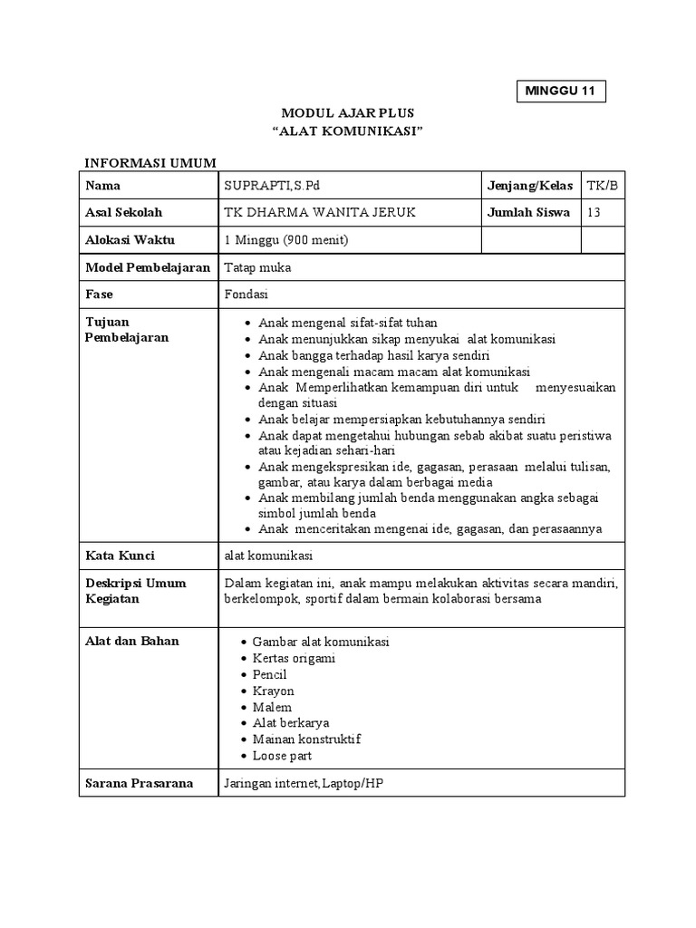 Modul Ajar Minggu 11 | PDF