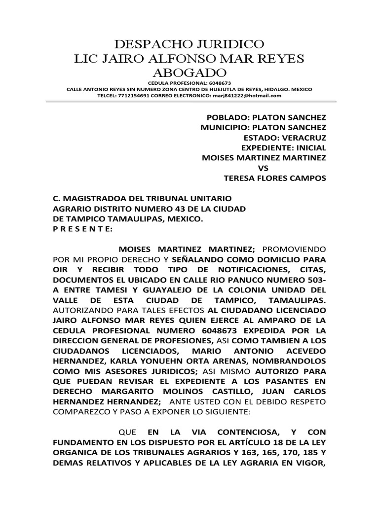 DEMANDA AGRARIA MOISES MTZ MTZ - copia_091113 | PDF | Justicia | Crimen ...