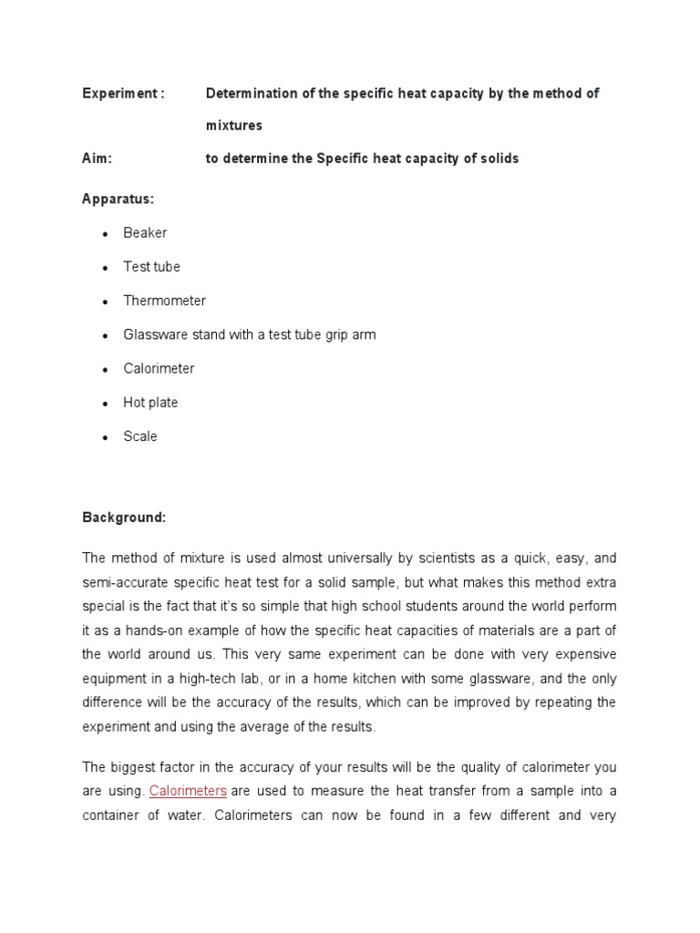Experiment (SHC of Metal) | PDF | Heat | Physical Sciences