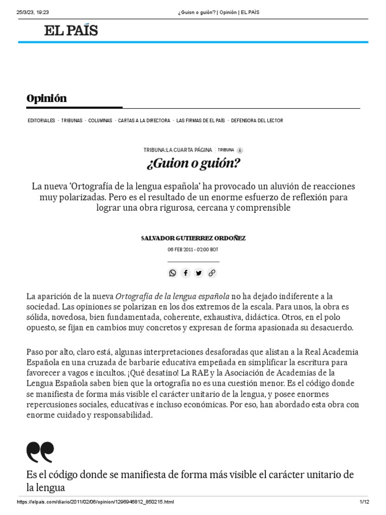 Guion o guión: Debate ortográfico actual | PDF | Lingüística | Fonética