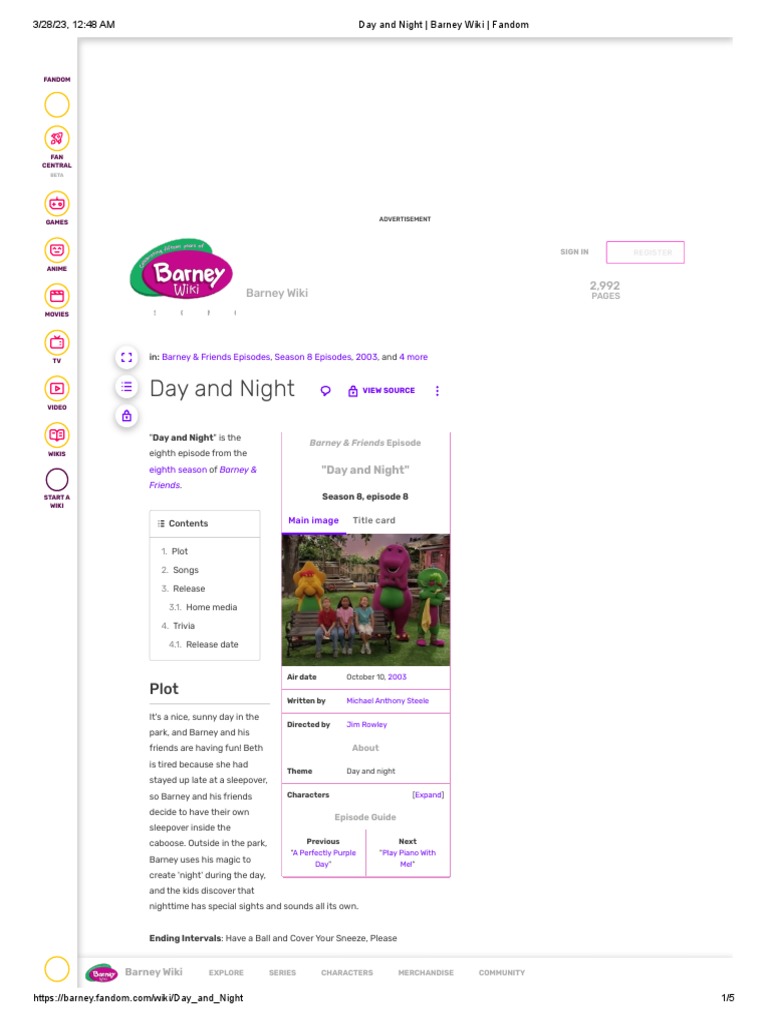 Day and Night - Barney Wiki - Fandom | PDF | Fandom