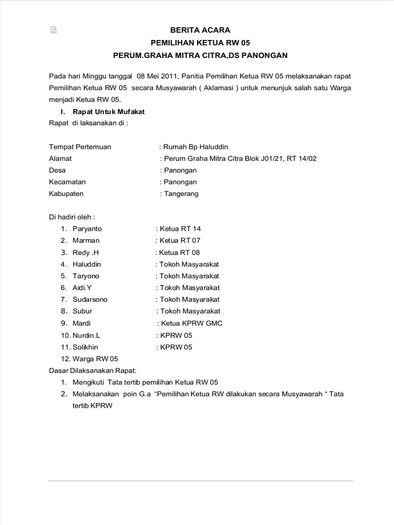 Pemilihan Ketua RW 05 Perum Graha Mitra | PDF | Griya & Taman