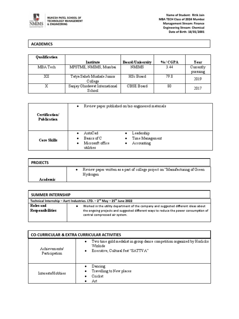 Ritik Jain - Chemical - MIP | PDF Ritik Jain - Chemical - MIP | PDF
