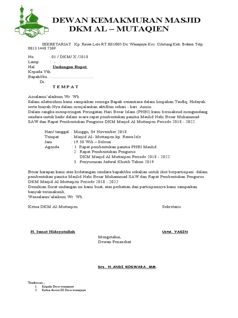 Undangan Rapat Mubes DKM | PDF