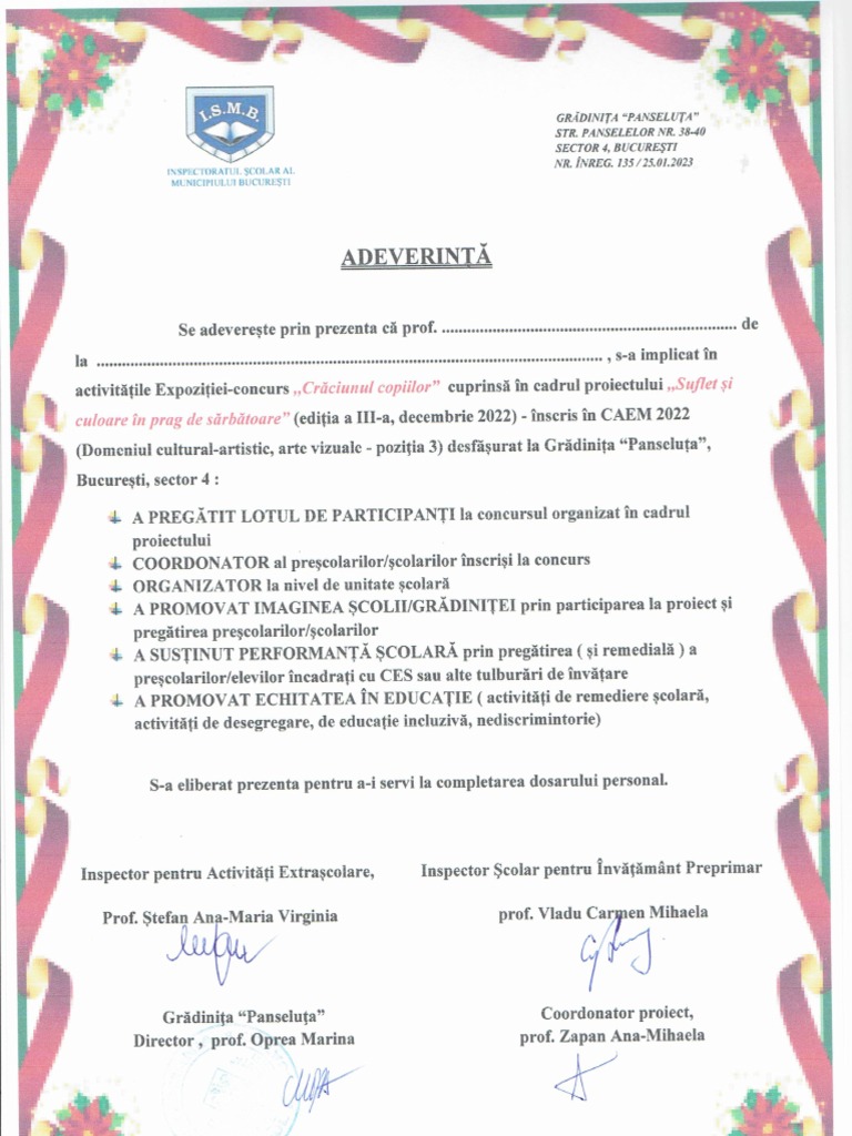 Adeverinta Cadru Didactic PDF | PDF