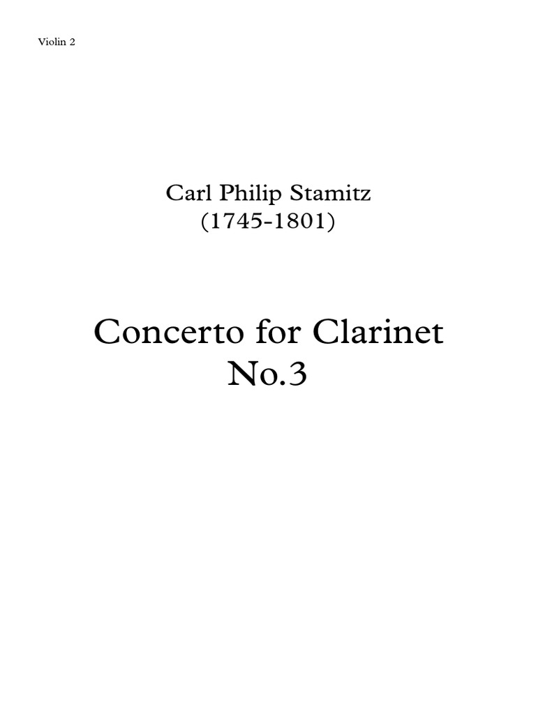Concerto For Clarinet No.3: Carl Philip Stamitz (1745-1801) | PDF ...