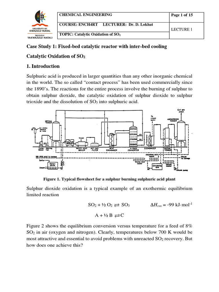 Catalytic Oxidation of SO2 Process | PDF | Catalysis | Chemical Reactor