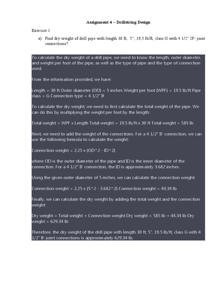 Assignment 4 | PDF | Barrel (Unit) | Pipe (Fluid Conveyance)