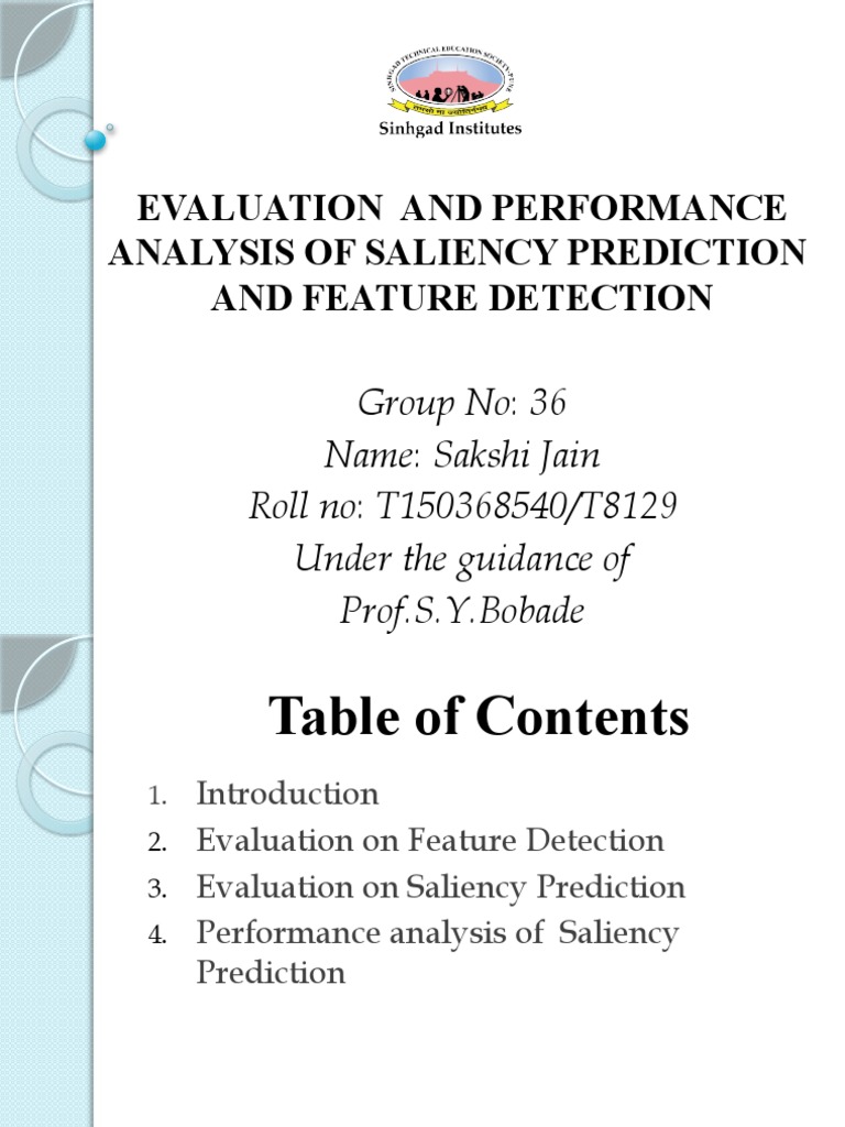 Evaluation and Performance Analysis of Saliency Prediction and Feature Detection Methods for ...