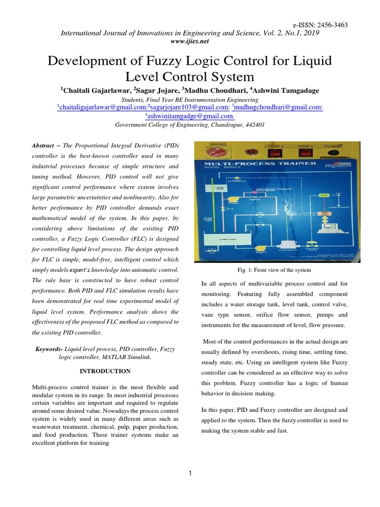 Development of Fuzzy Logic Control For Liquid Level Control System | PDF | Control Theory ...