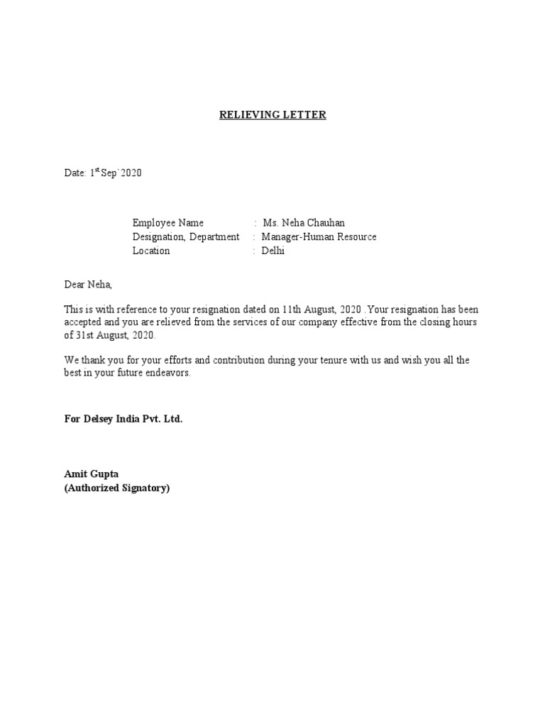 Relieving Letter | PDF